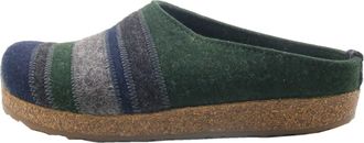 Haflinger Damen Pantoffel Hausschuh Grizzly Stripes Wolle 711049, Gr&ouml;&szlig;e:42 EU, Farbe:Gr&uuml;n