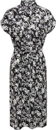 Only Onlhannover S/S Shirt Dress Noos WVN Robe Chemise, Noir/Fleur de Laurel, 38 Femme