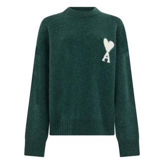 Ami Pull col rond en alpaga - Homme - Pulls - Vert - Taille: XS