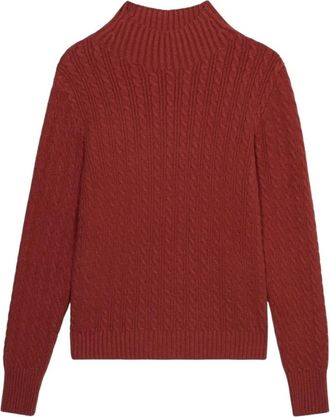 Oltre Femme, Pulls, Orange, Taille: 42/44 FR Pull Col Roulé en Tricot Torsadé