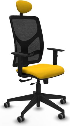 Piqueras y Crespo B&uuml;rostuhl ohne Rollen, mit 1D-Armlehnen, h&ouml;henverstellbare Lendenwirbelst&uuml;tze und festes Kopfteil, ausgestattet mit Syncro/Traslack und Schneideschaum