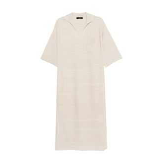 Fabiana Filippi Femme, Robes, Beige, Taille: 36 FR Robe Maxi &agrave; Col en V et Poche Poitrine