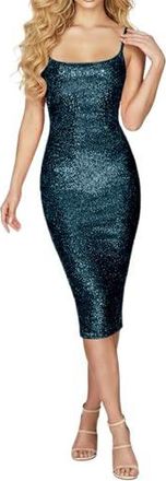 Generic 2026 Robes minceur et Shine Slim Fit Midi Robe de soir&eacute;e &eacute;l&eacute;gante sans manches &agrave; paillettes pour, GN1., XXL