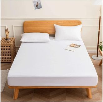 Generic Wasserdicht Matratzenschoner Matratzenschutz Polyester-Mikrofaser H&ouml;he 25cm wasserdichte Matratzenauflage 90/120/150/180/220x200 (Color : White, Size 