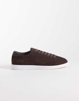 Lacoste Linecourt sneakers en daim blanc et marron fonc&eacute;-Multi