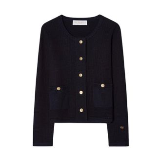 Busnel Femme, Pulls, Bleu, Taille: 40 FR Estelle Textured Cotton Cardigan