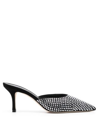 PARIS TEXAS mules Hollywood 75 mm à ornements en cristal - Noir
