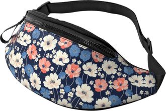 Generic Mode H&uuml;fttasche Marineblauer Blumendruck Bauchtasche H&uuml;fttasche Brusttasche F&uuml;r Reisen Herren Aktivit&auml;ten 14X35Cm