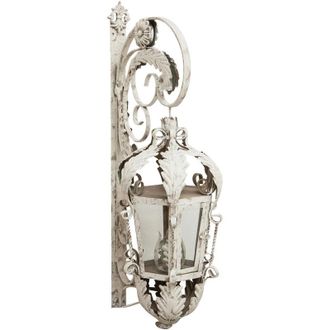 Biscottini International Lampe murale électrifiée, en plein fer, finition blanche patinée L42xPR22xH42 cm