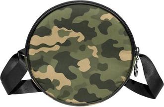 Generic Sac &agrave; bandouli&egrave;re Circle pour femme, petit sac &agrave; bandouli&egrave;re camouflage avec fermeture &eacute;clair, bretelles r&eacute;glables, sac &agrave; main rond d&eacute;contract&eacute; pour f