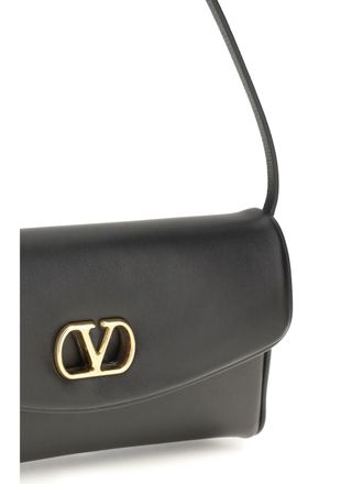 Valentino Garavani Womens Leather Shoulder Bag Devain Black Calf