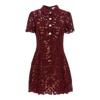 Self Portrait Lace Mini Dress - - Dresses - Damen - Rot - 2XS