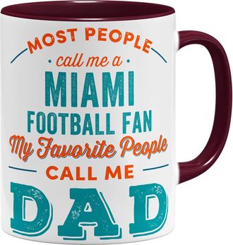 OM3 Miami-Fan Tasse - Keramik Becher - American Football Mug - 11oz 325ml - Beidseitig Bedruckt - Bordeaux