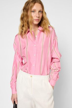 Gerard Darel Chemise en soie &agrave; rayures - UZZANA - Rose vif