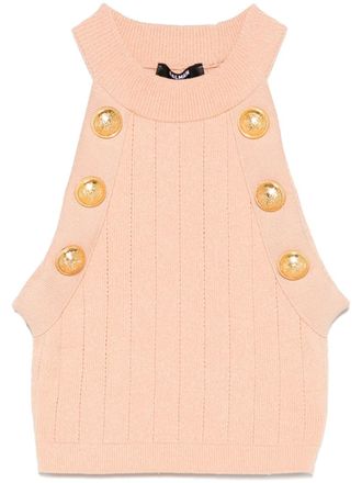 Balmain haut crop en maille à dos-nu - Rose