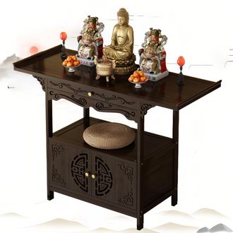 Generic Meditationsaltar aus Bambus mit Stauraum - Buddha-Nische im chinesischen Stil, offener Altarschrank f&uuml;r spirituelle Zwecke, 50cm 66cm 80cm 100cm(100cm