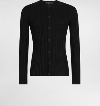 Dolce & Gabbana Langarmhemd Aus Seide - Mann Strickwaren Schwarz 56