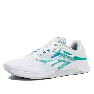 Reebok Nano X4 Damen-Sneaker, Footwear White/Unleashed Green/Kinetic Blue, 39 EU