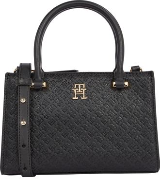Tommy Hilfiger Damen Monogram Mini Tote Bag with Removable Crossbody Strap Umh&auml;ngetasche, Schwarz