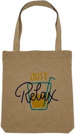 Fabulous Sac Shopping Tote Bag Aspect Lin - Just Relax Limonade Et&eacute; Vacances Soleil Voyage - Sac de Courses Toile Epaisse 360g Beige Naturel Cabas Port&eacute; Epaule