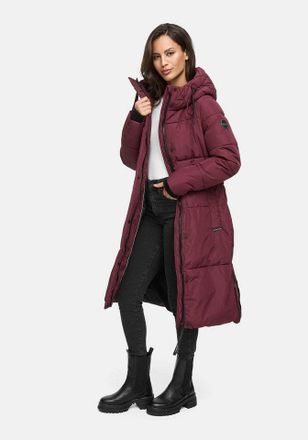 Marikoo Winterjacke Michikoo Extra langer Schnitt mit seitlichen Gehschlitzen