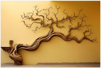 Wallario K&uuml;chenr&uuml;ckwand aus Glas 90 x 60 cm, Motiv: Lebensbaum Skulptur | Spritzschutz abwischbar & pflegeleicht