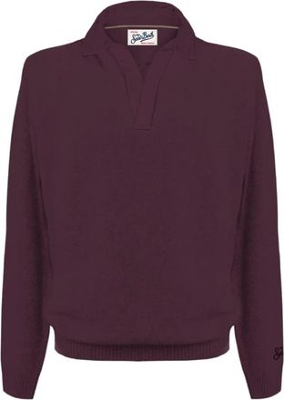MC2 Saint Barth Polo Manches Longues en Maille - Homme - Tops - Violet - Taille: L