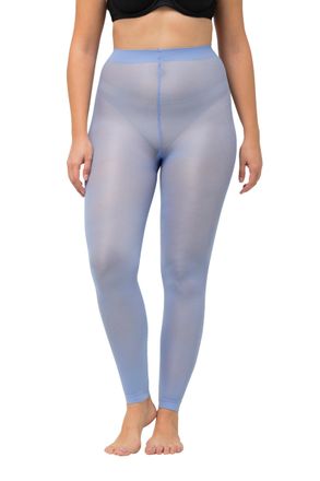 Ulla Popken Damen, 60 den, Strumpf-Leggings, Flache Nähte, blau, 44/46