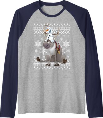 Disney Die Eisk&ouml;nigin Olaf Sven Riding Antlers H&auml;sslicher Pullover Raglan