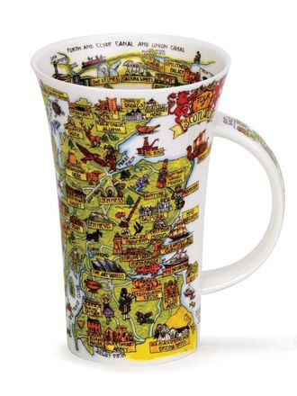 Dunoon Knochenporzellan Tasse Tour De LÉcosse, Schottische Themen, Rund, Handdekoriert, Geschenkverpackung
