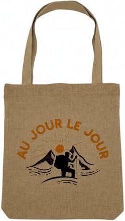 Fabulous Sac Shopping Tote Bag Aspect Lin - Au Jour le Jour Backpacker Voyage Nature Rando - Sac de Courses Toile Epaisse 360g Beige Naturel Cabas Port&eacute; Epaule