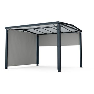 Blumfeldt Blumfeldt Pergola 3x3 m, Pergola Jardin Ext&eacute;rieur en Aluminium, Toit Polycarbonate, Stores R&eacute;tractables, Protection Contre Pluie & Soleil, Montage