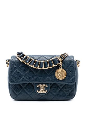 Chanel mini sac &agrave; bandouli&egrave;re Soul Flap en cuir Caviar matelass&eacute; (2021-2025) - Bleu
