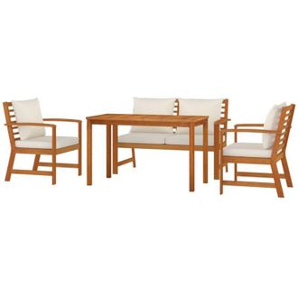 vidaXL Ensemble &agrave; manger de jardin 4 pcs coussins Bois acacia vidaXL