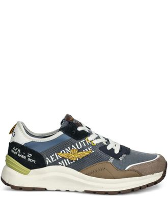 Aeronautica baskets colour block à logo - Bleu