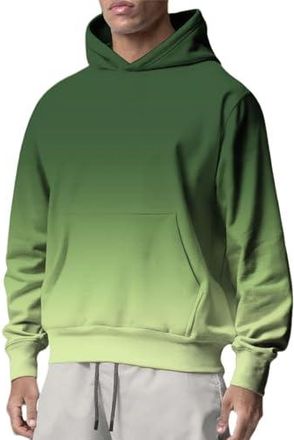 Generic Sweat à capuche pour homme, coupe ample, manches longues, décontracté, tendance, travail, sweat à capuche, Vert, 3XL