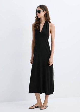 Mango Robe dos nu avec d&eacute;tail au dos noir - Femme - XXS - MANGO