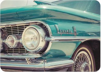 Fabulous Platzsets, weich, Unterseite aus Kork, Platzdeckchen, amerikanisches Auto, Grün, Vintage 1950 50er Jahre, großes Format 39,5 x 28,5 cm, 4 Stück