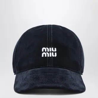 Miu Miu Baseballkappe aus blauem und schwarzem Samt