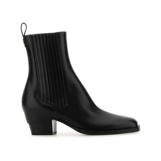 Fendi Schwarze Leder-Stiefeletten - - Shoes - Damen - Schwarzk - 39 EU