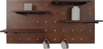 Mendler Wandpaneel HWC-P24, Wanddekoration Wandregal Steckboard Lochplatte, 4 Ebenen Aufhängung 100x50cm FSC - braun