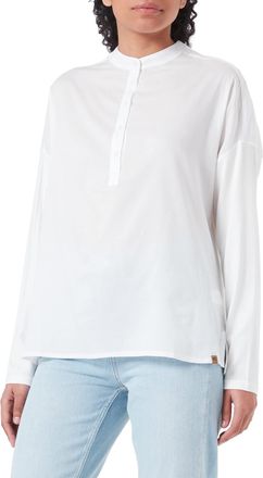 Camel Active Damen Schlupfbluse mit Jerseyeinsatz Weiß, Womenswear-XS