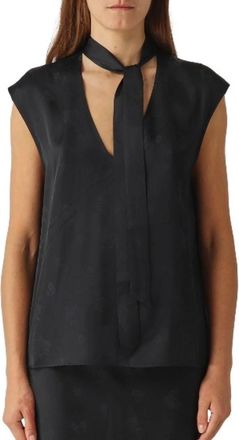 Twinset Femme, Tops, Noir, Taille: 44 FR Top ajust&eacute; en Raso Jacquard