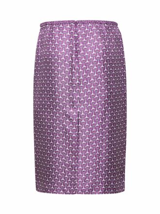 Gucci Womens Violet Printed Silk Twill Midi Skirt
