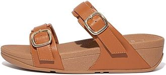 FitFlop Damen Adjustable Leather Buckle LULU Verstellbare Leder-Slides, Hellbraun, 41 EU