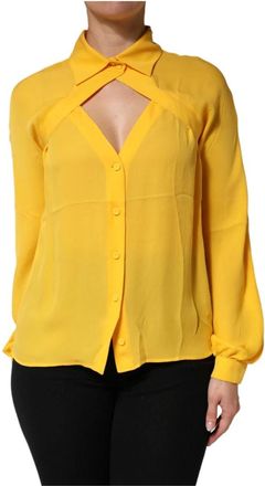 Moschino Femme, Blouses et Chemises, Jaune, Taille: 36 FR Haut &agrave; Manches Longues et Col