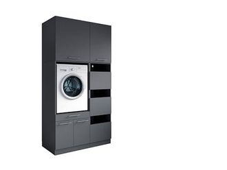 Laundreezy Waschraum Komplett-Set, Anthrazit - Modulares Schranksystem f&uuml;r Waschk&uuml;che & Hauswirtschaftsraum - 118 x 238 x 68 cm (B/H/T)