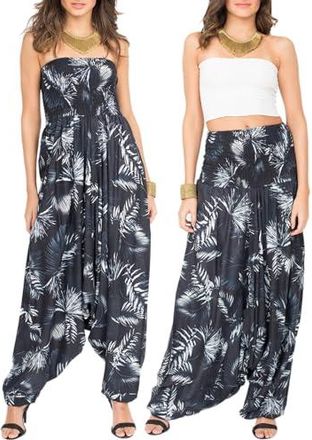 Likemary Combinaison Femmes - Se Transforme en Pantalon Harem à Taille élastique - Combinaison Sarouel en Coton Taille Unique Convertible en Pantalons Harem dé