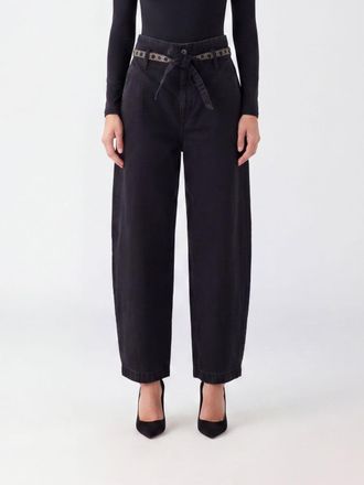 Liu Jo Pantalon large taille haute en coton avec ceinture