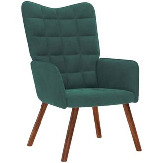 vidaXL Chaise de relaxation Vert fonc&eacute; Velours - Vidaxl